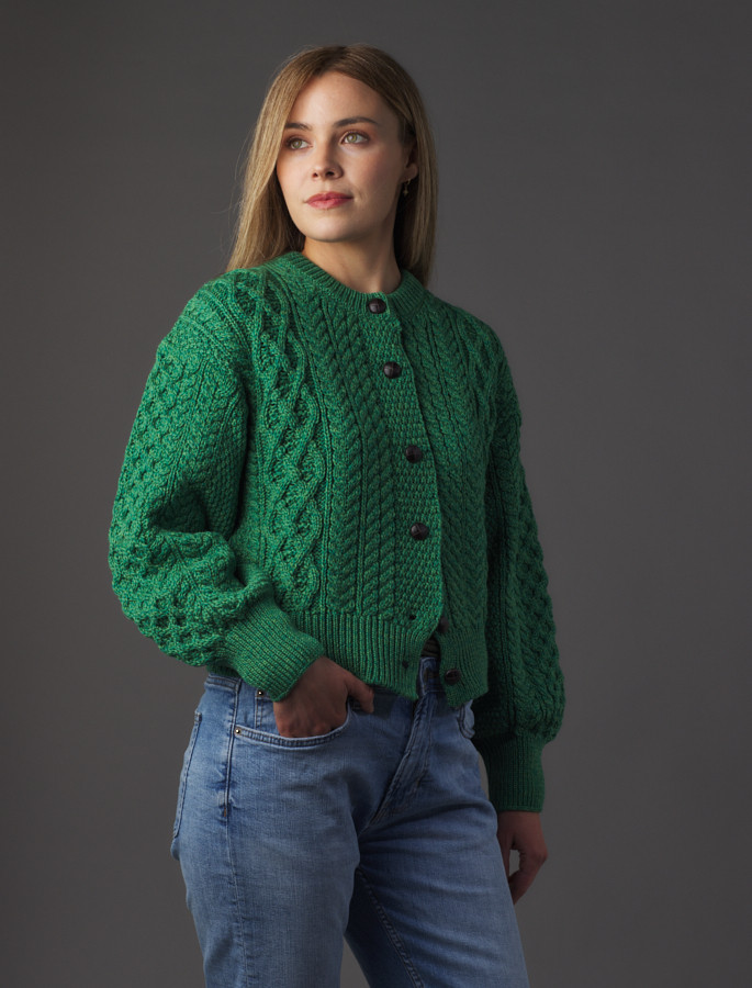 Cropped Wool Aran Cardigan | Aran Sweater Market