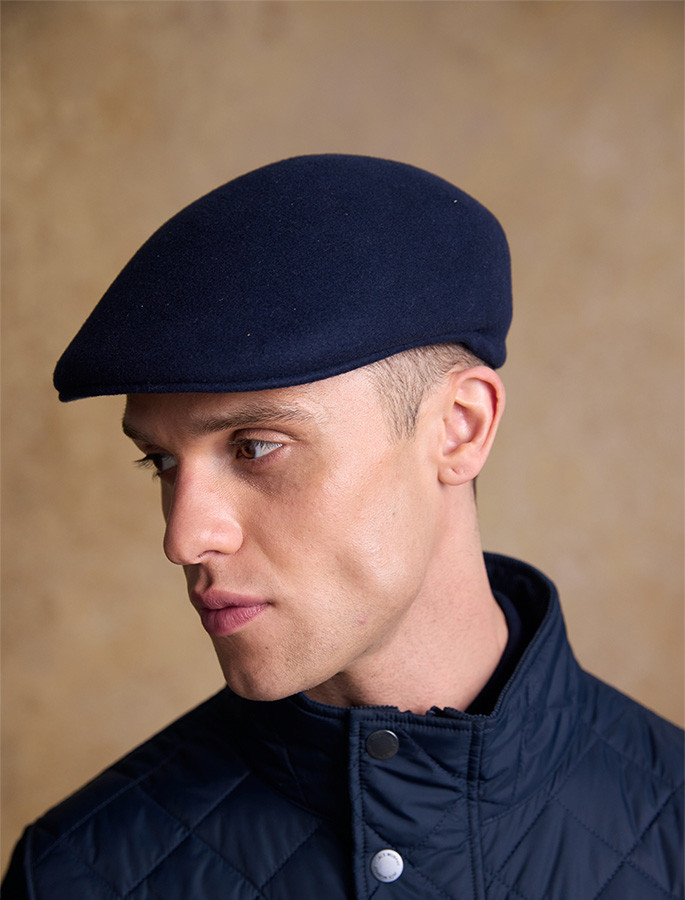 Men's Galway Felt Flat Cap - Navy | Aran Sweater Market