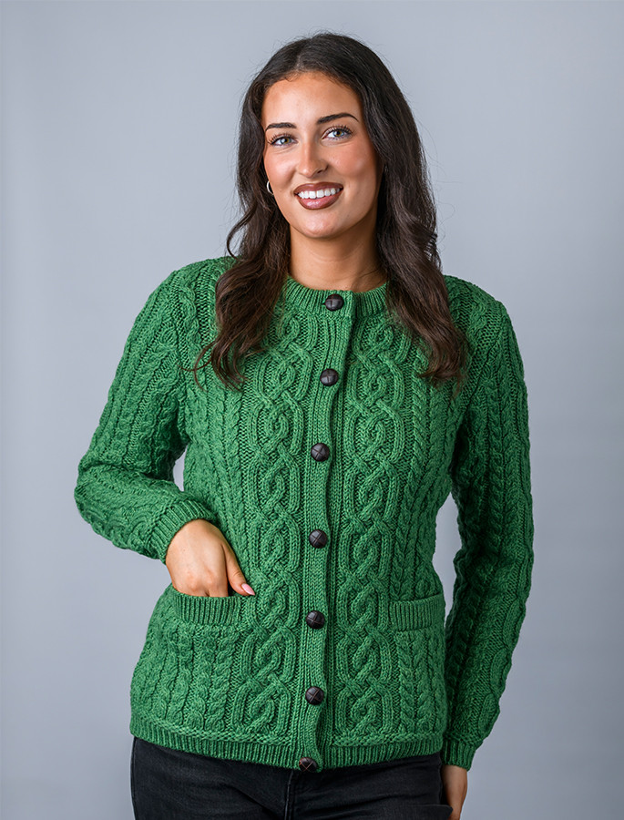 Ladies Aran Button Cardigan - Aran Sweater Market