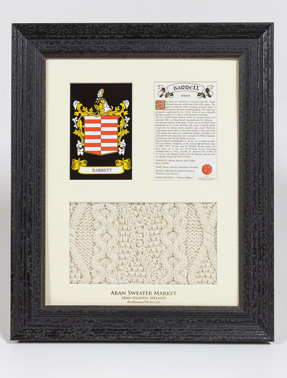 Barrett Clan Aran & History Display | Original Barrett Name Pattern