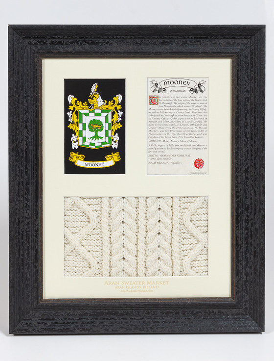 Mooney Clan Aran & History Display | Original Mooney Name Pattern