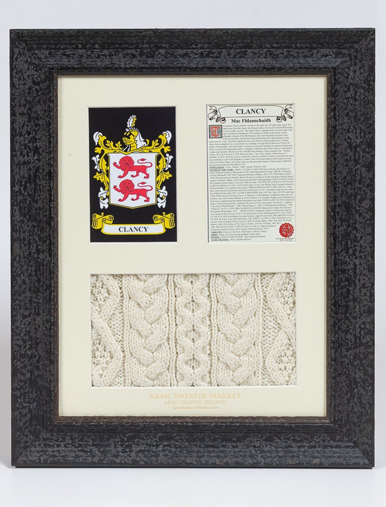 Clancy Clan Aran & History Display | Original Clancy Name Pattern