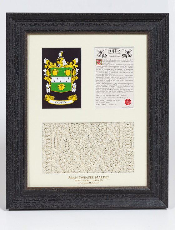 Coffey Clan Aran & History Display | Original Coffey Name Pattern
