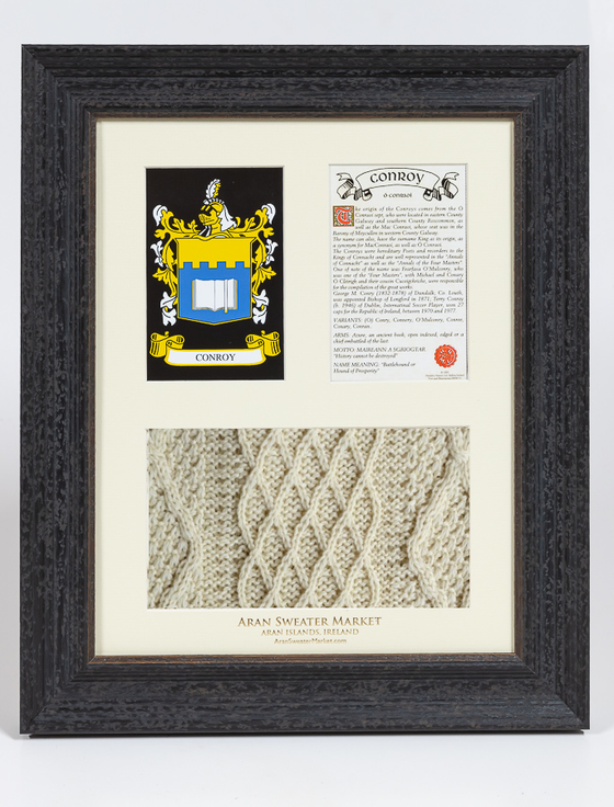 Conroy Clan Aran & History Display | Original Conroy Name Pattern