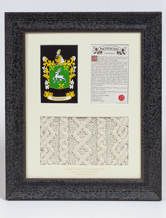 Hennessy Clan Aran & History Display | Original Hennessy Name Pattern
