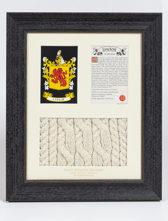 Lawlor Clan Aran & History Display | Original Lawlor Name Pattern
