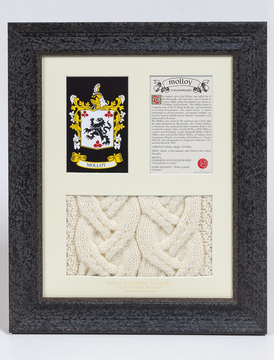 Molloy Clan Aran & History Display | Original Molloy Name Pattern