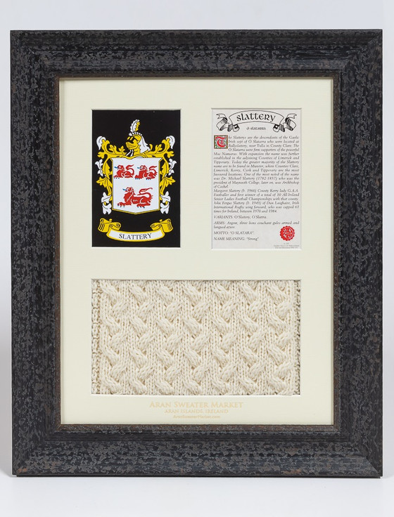 Slattery Clan Aran & History Display | Original Slattery Name Pattern