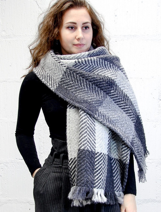 Wool Country Stole - Multi-Grey | Aran Sweater Market