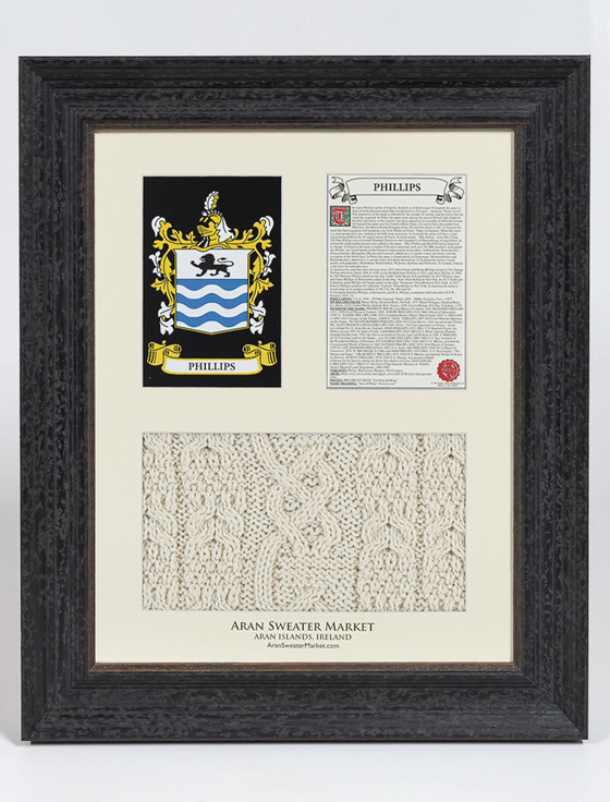 Phillips Clan Aran & History Display | Original Phillips Name Pattern