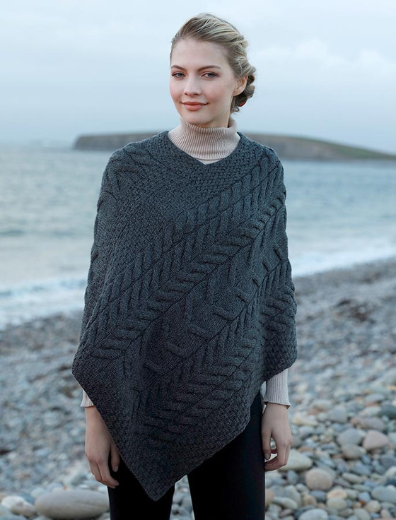 Super Soft Cable Stitch Poncho | Aran Sweater Market