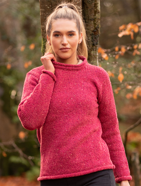 Ladies Roll Neck Sweater Aran Sweater Market