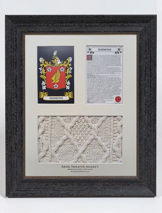 Simmons Clan Aran & History Display | Original Simmons Name Pattern