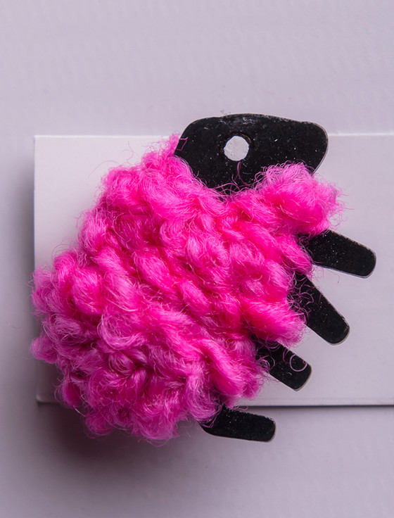 Irish Wool Sheep Brooch - Pink | Aran Sweater Market