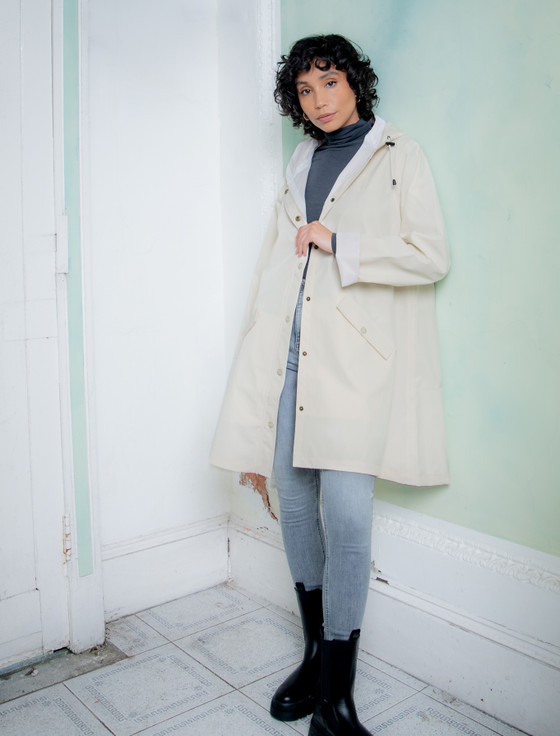 Fiadh Ladies Waterproof 3/4 Coat - Pearl | Aran Sweater Market