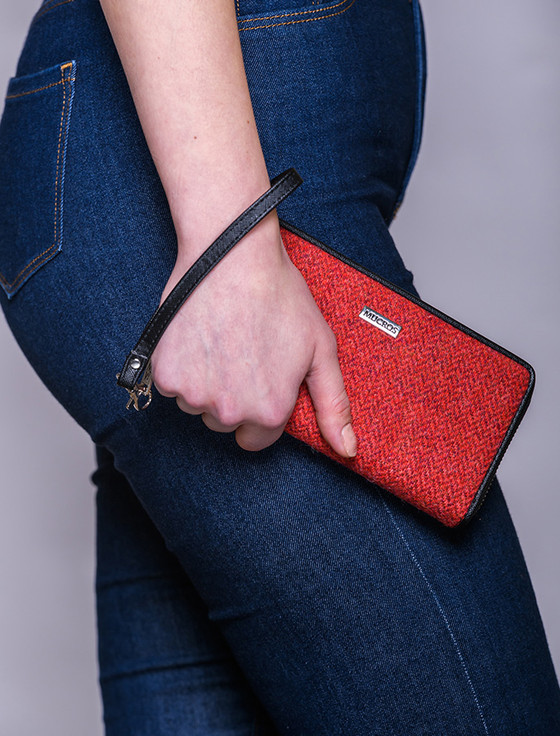 Mucros Tweed Purse - Red Herringbone