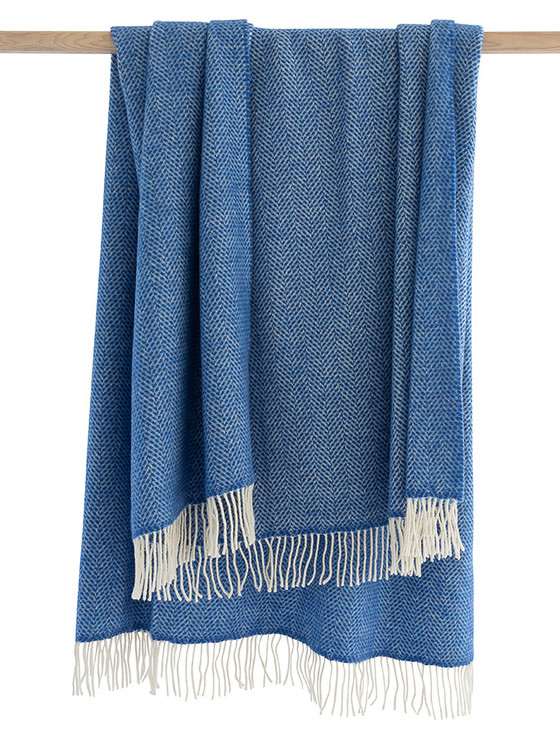 Luxury Cashmere Wool Throw - Sea Blue | Aran Sweater Market