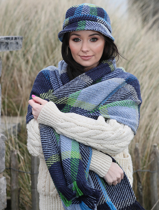 Wool Country Stole - Galway Blue | Aran Sweater Market