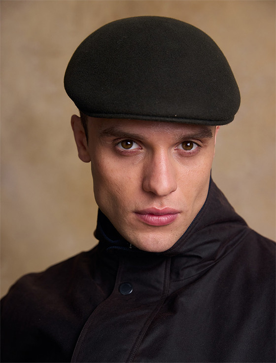 Men's Galway Felt Flat Cap - Olive | Aran Sweater Market