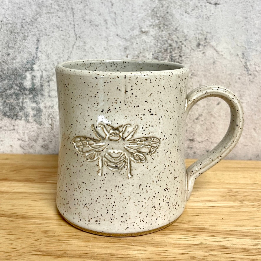 Handmade Pottery Bee Mug Vintage Vanilla