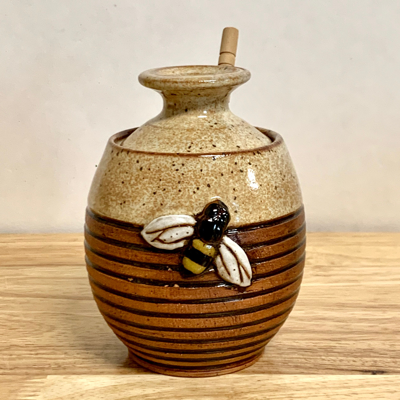 Honey Pot Ceramic Handmade with Dipper