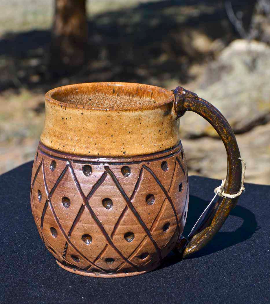 Pottery Mug w Saying - Diamond Pattern Mocha Shino - 14 oz ...