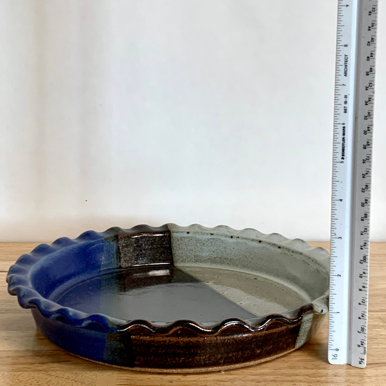 Handmade Pottery Fluted Pie Plate - Storm Glaze | GiftedPottery.com