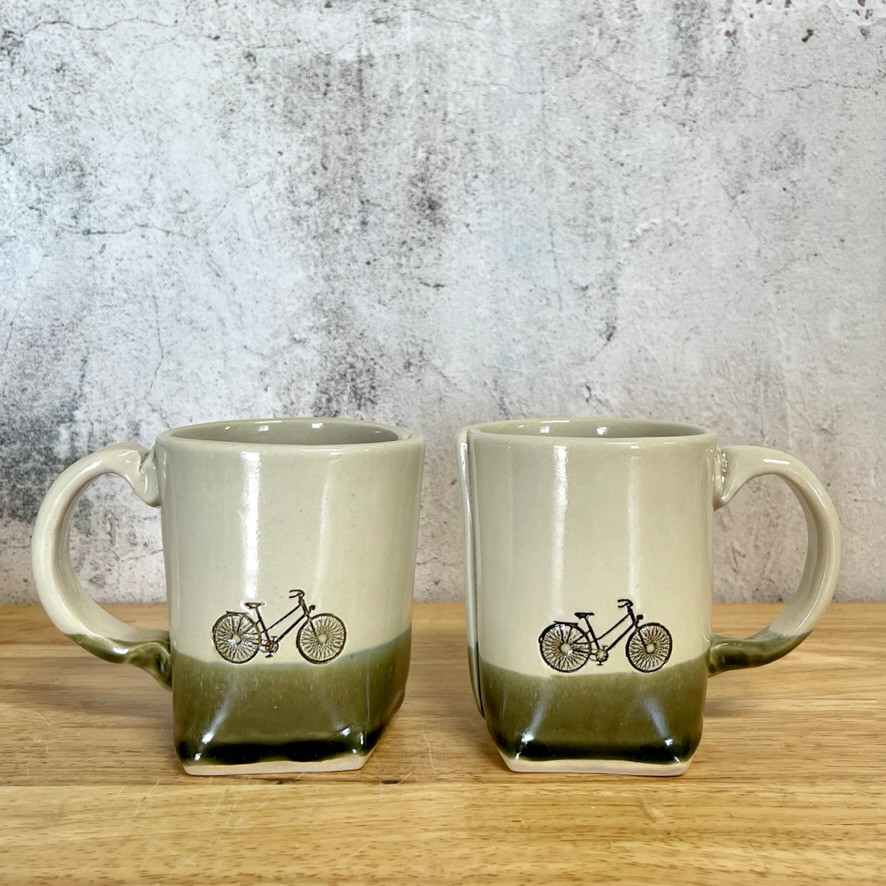 Handmade Pottery Bike Mug
