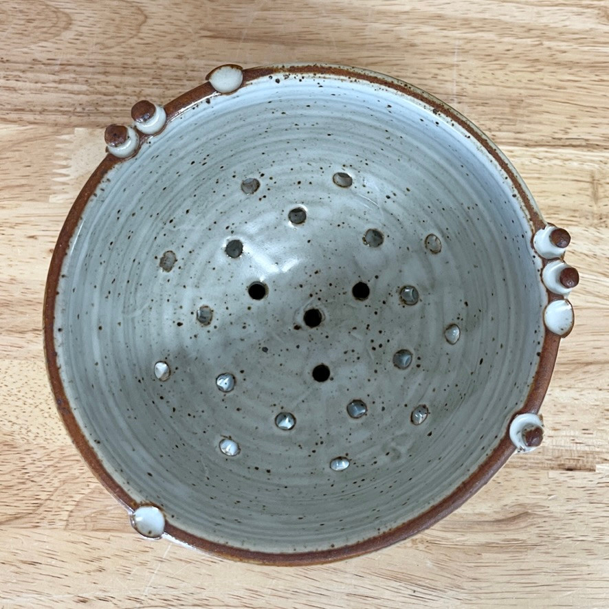 Handmade Pottery Berry Bowl Teal Glaze
