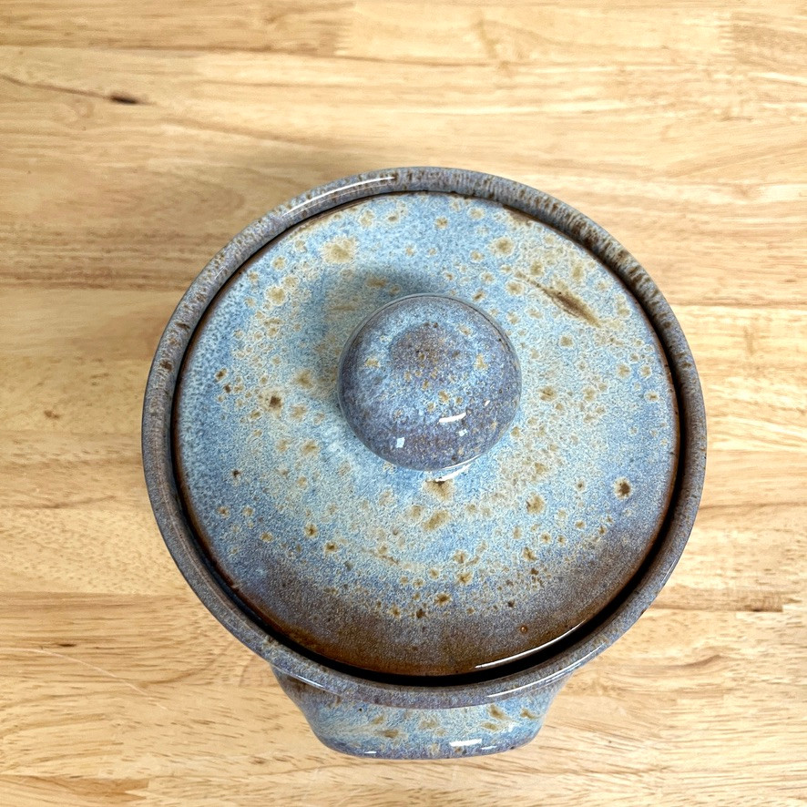 Handmade Pottery Casserole Dish with Lid-Blue Ridge Glaze