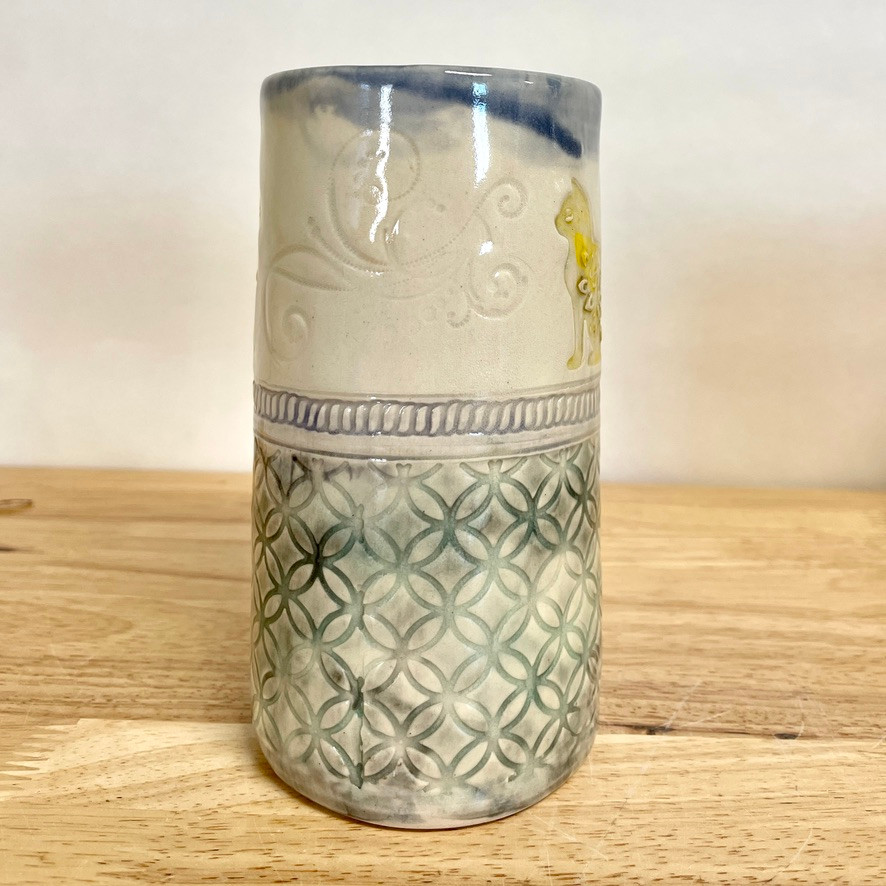 Handmade Pottery Mug Cat Collection Teal Base
