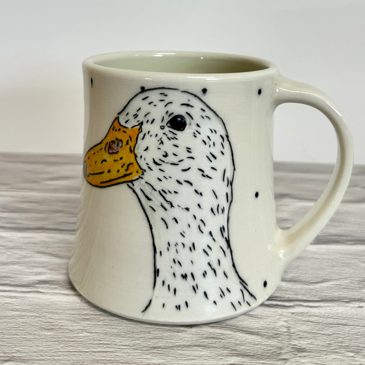 Handmade Duck Porcelain Coffee Mug in Natural White