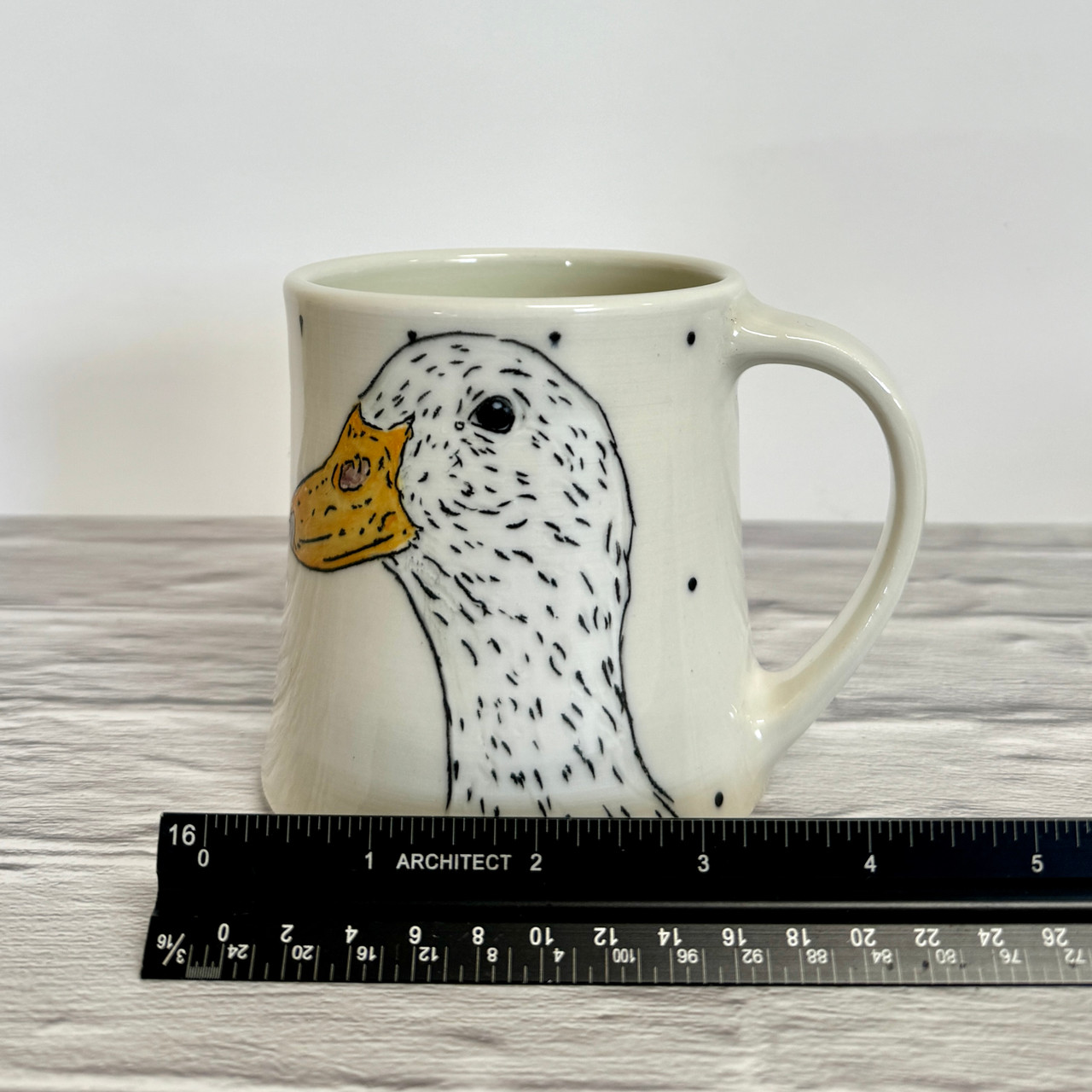 Handmade Duck Porcelain Coffee Mug in Natural White