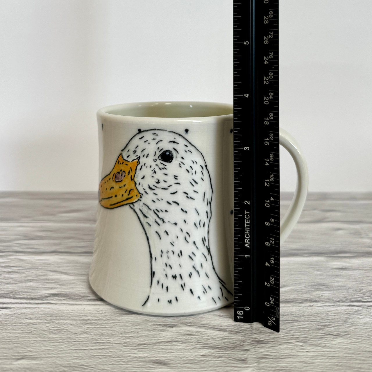 Handmade Duck Porcelain Coffee Mug in Natural White