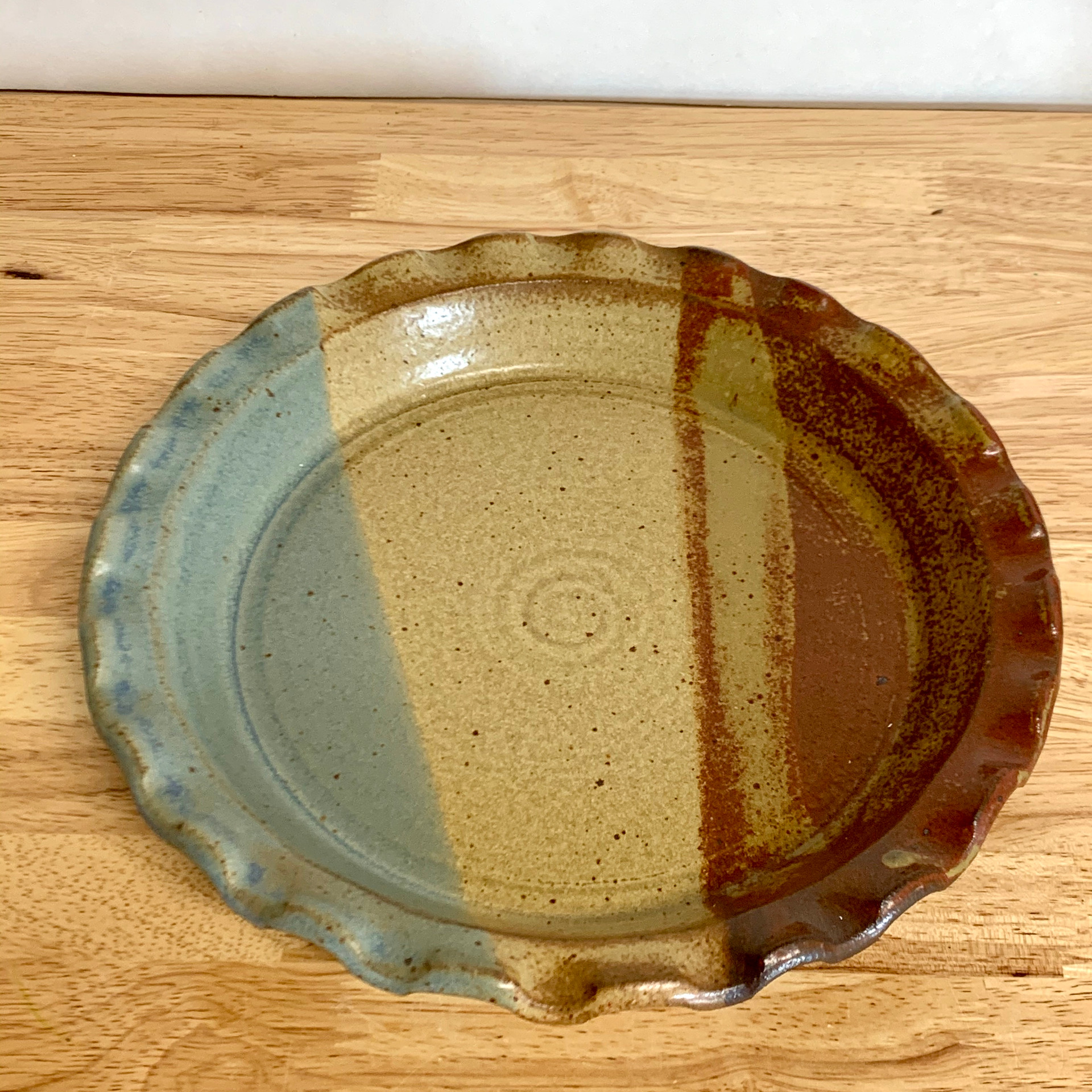 Handmade Pottery Fluted Pie Plate - Oasis Glaze | GiftedPottery.com