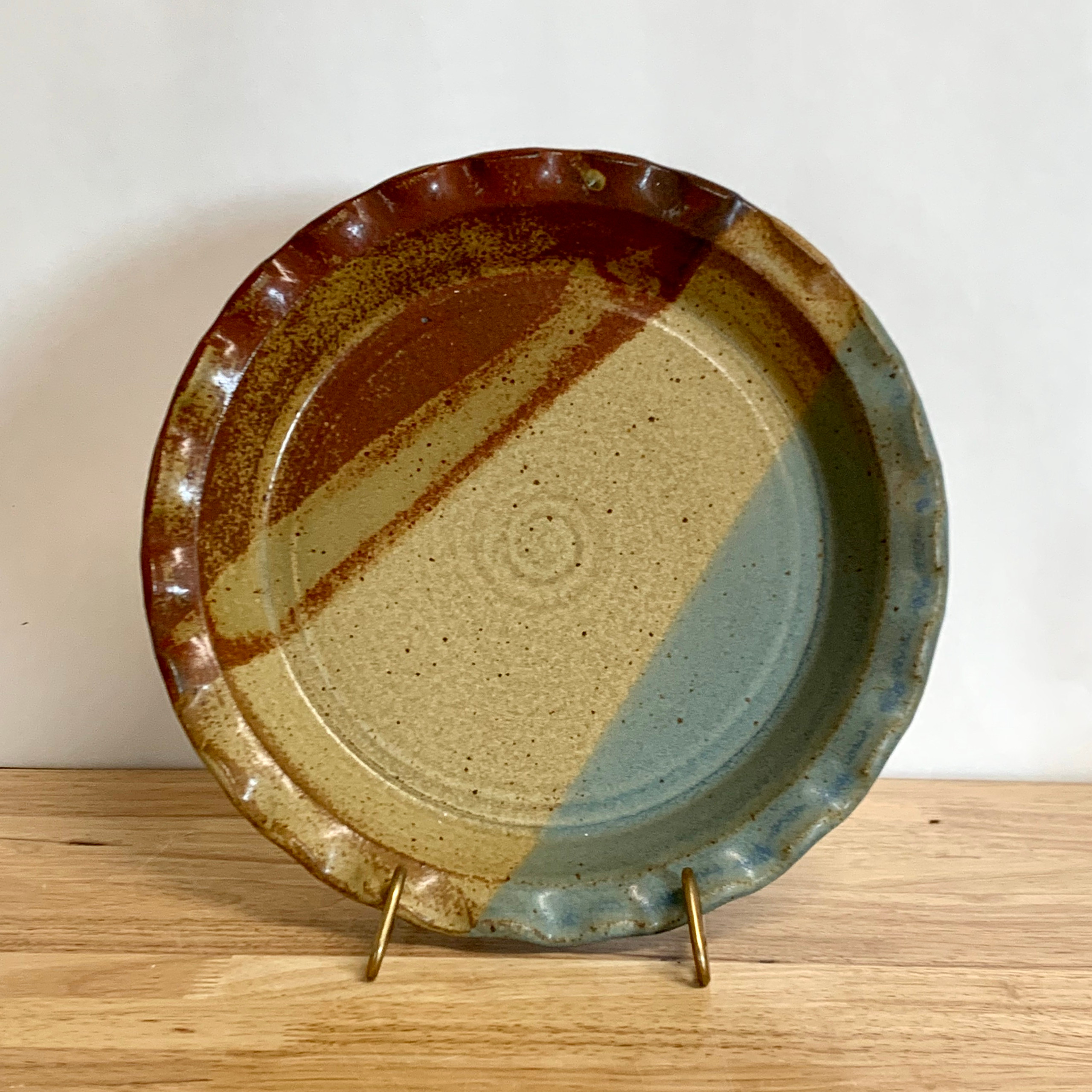 Handmade Pottery Fluted Pie Plate - Oasis Glaze | GiftedPottery.com