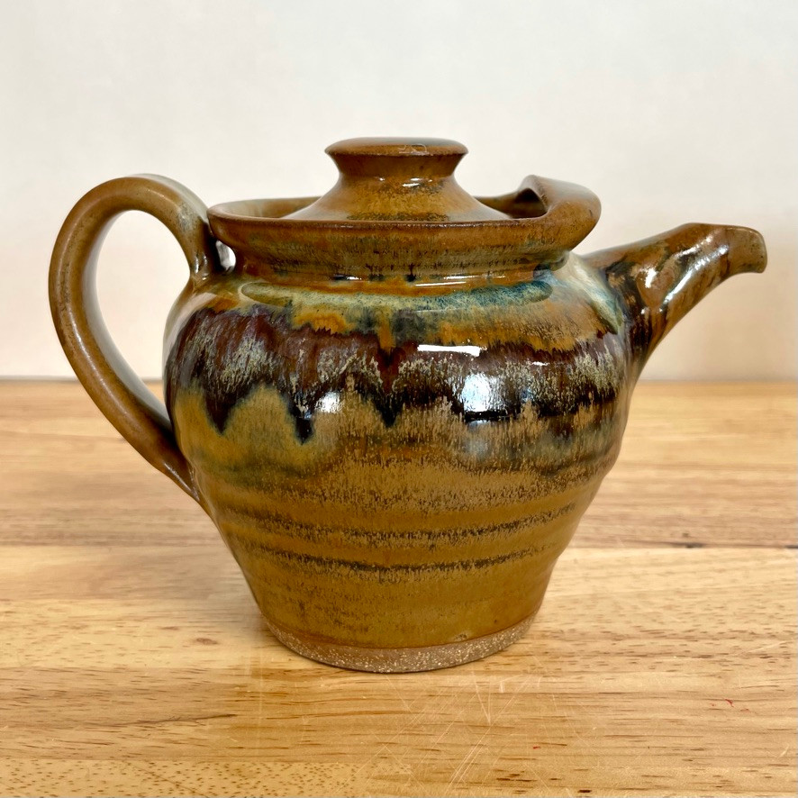 Handmade Pottery Teapot, Oasis Glaze, terra cotta, french blue