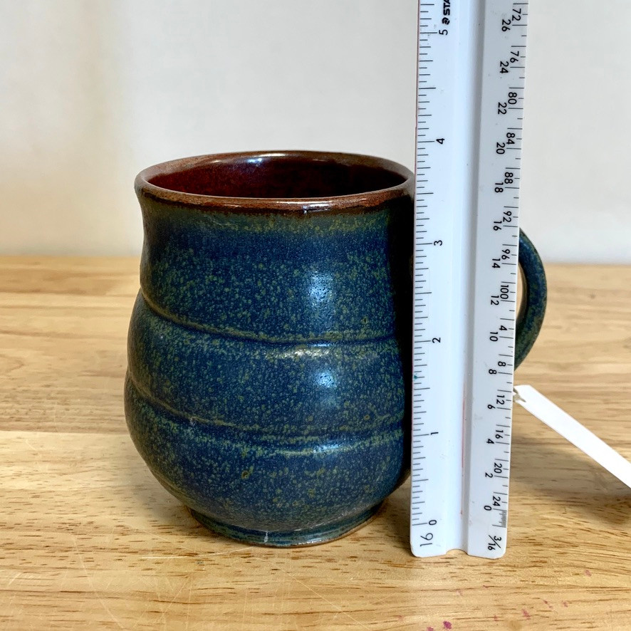 Handmade Pottery Rounded Mug - Patina Green