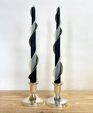 Handmade 100% Beeswax Double Flare Taper Candle in Red with Gold Trim