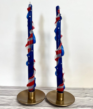 Handmade 100% Beeswax Double Flare Taper Candle Americana Ruffle