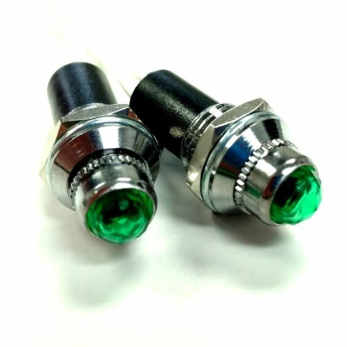 2 Green Mini Pilot Lights - Incandescent, Fits 3/8" Dash Hole, Sold As ...