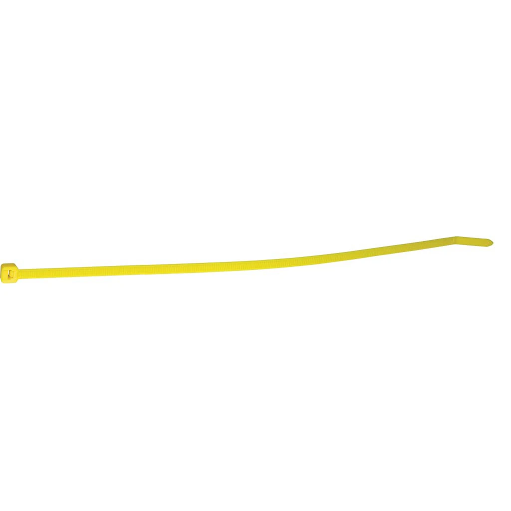 11.5" Yellow Locking Cable Tie, .19" W, 50 lbs. - Hi-Line Inc.