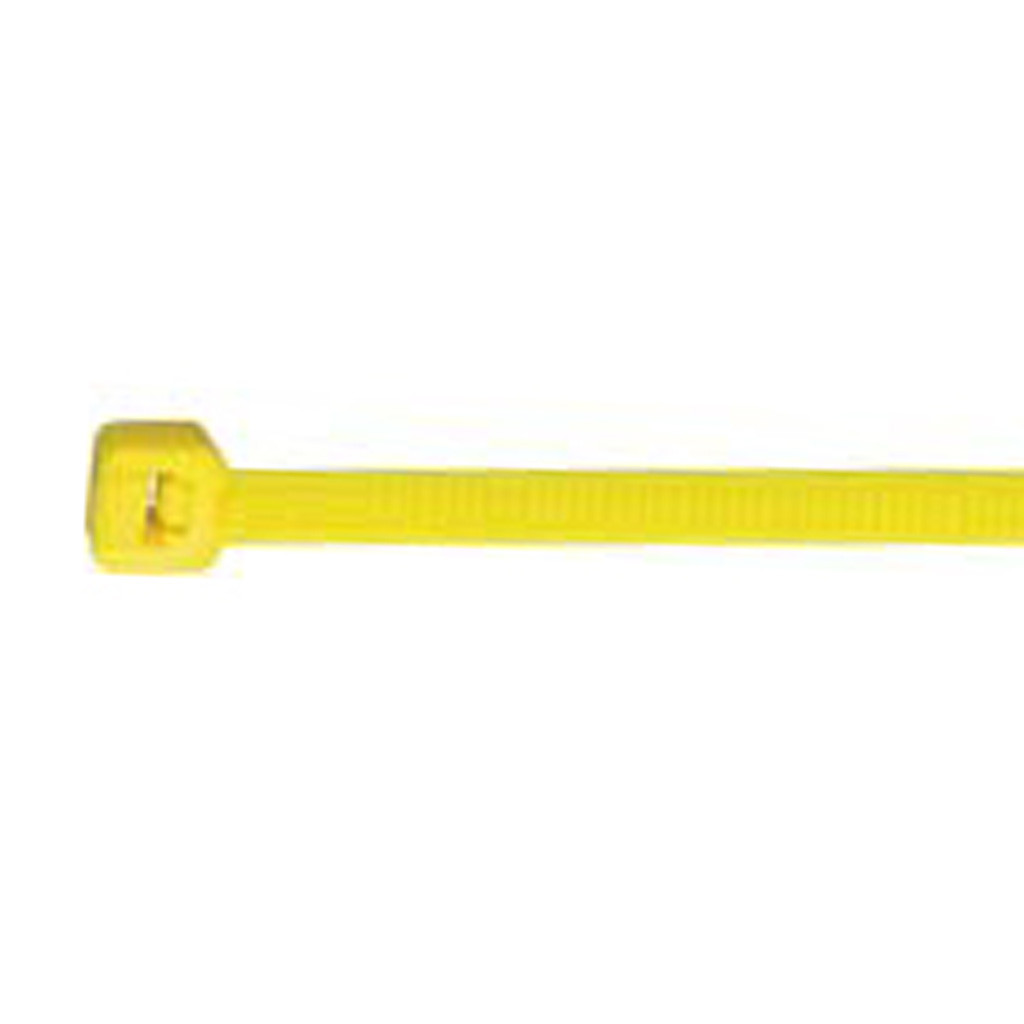 14.5" Yellow Locking Cable Tie, .19" W, 50 lbs. - Hi-Line Inc.
