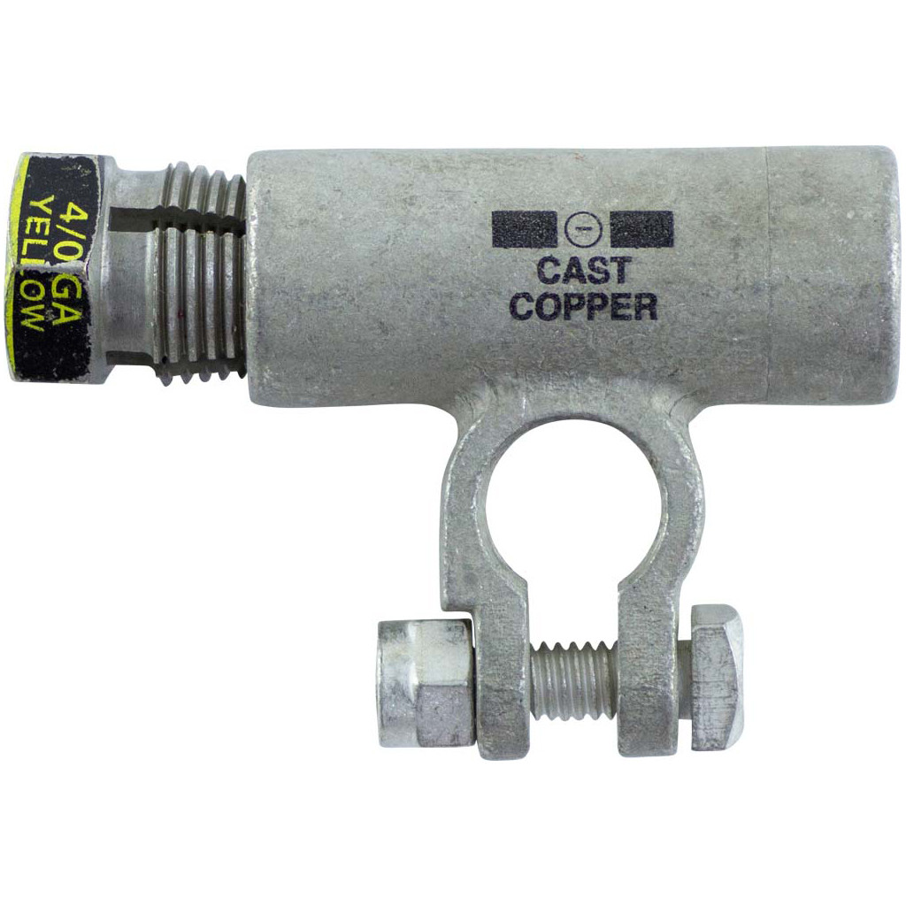 4/0 AWG, Flag, Negative, Yellow, Battery Terminal Quick Compression ...