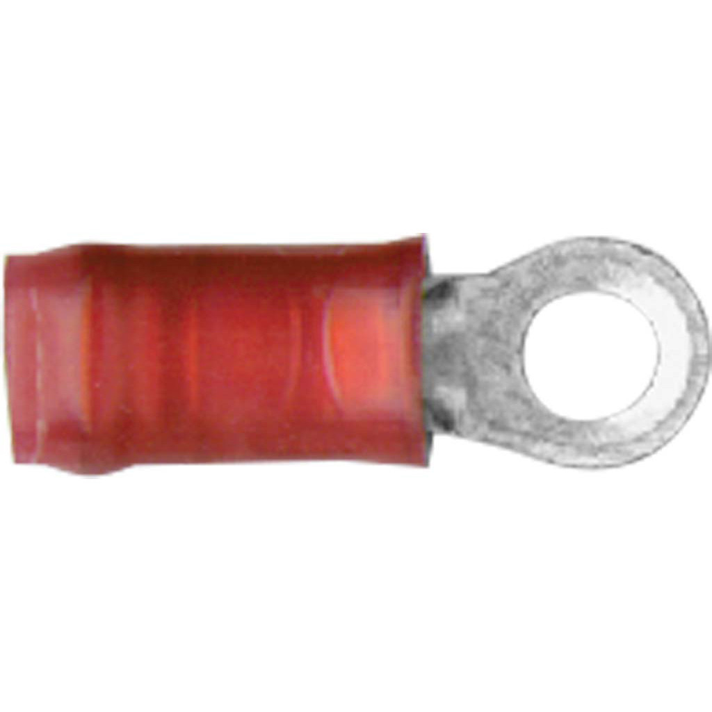 22-16 AWG, #4 Stud Size, Ring Terminal, Nylon Insulation - Hi-Line Inc.