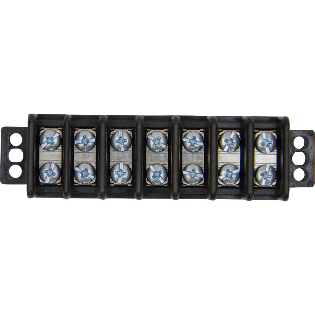 7 Poles, 30 Amp Double Row Terminal Block - #8-32 Screw - Hi-Line Inc.