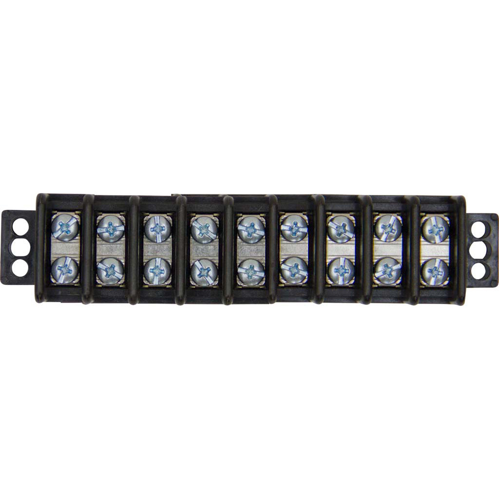 9 Poles, 30 Amp Double Row Terminal Block - #8-32 Screw - Hi-Line Inc.
