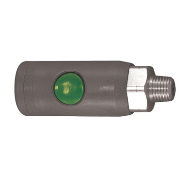 T Style Coupler - 1/4" NPT Male , Push Button Safety - Hi-Line Inc.