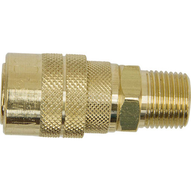 M-Style Coupler - 3/8" NTP Male - Brass Body & Sleeve - Hi-Line Inc.