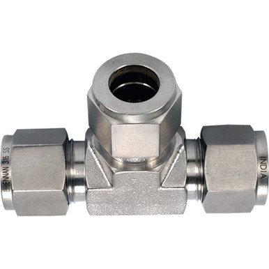 1/4" Tube O.D. Union Tee, Double-Ferrule Stainless Steel - Hi-Line Inc.